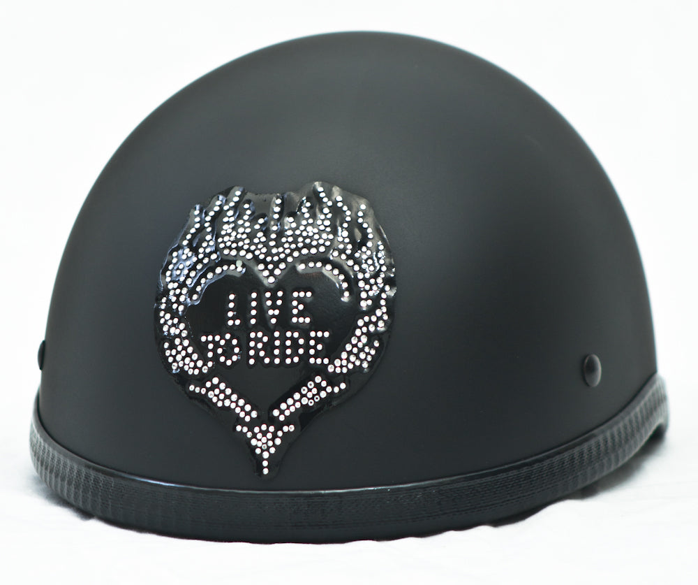 Rhinestone Helmet Patch Small Live To Ride Heart – Warhawk Customs